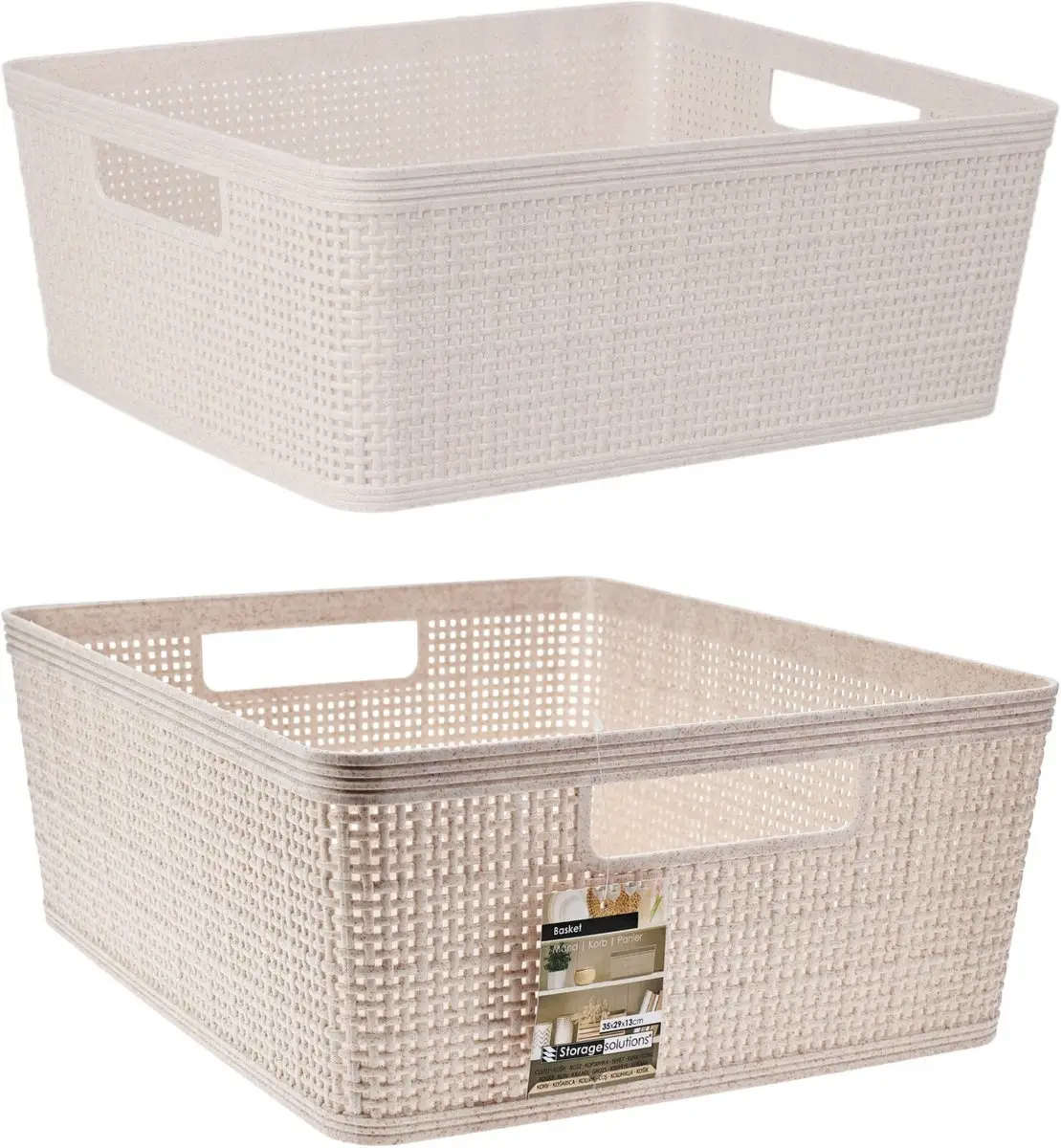 Koopman Rieten opbergmand - Off-white, 35 x 29 x 13 cm | Opbergers voor ...