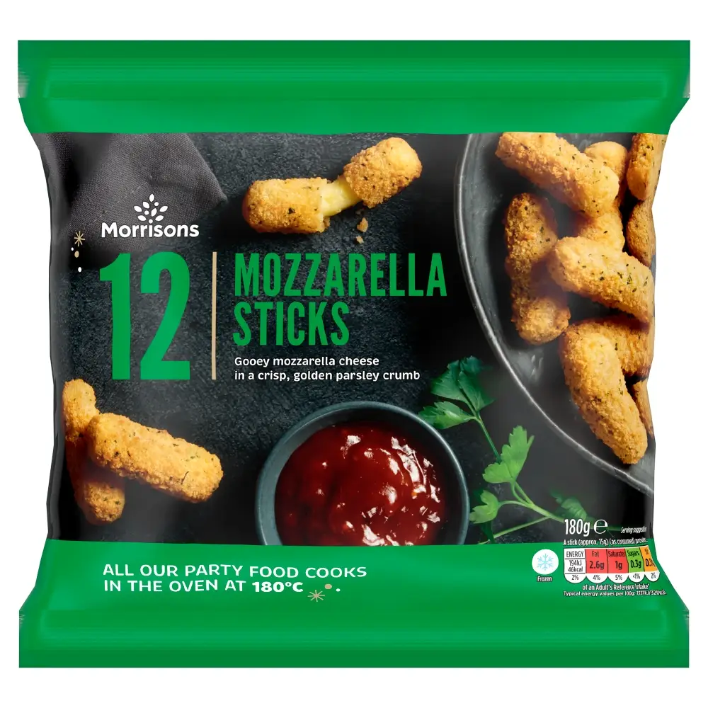 Morrisons 12 Mozzarella Sticks 180g | Frozen Party Food | Joybuy