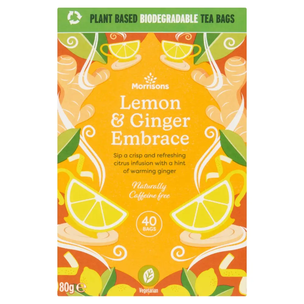 Morrisons Lemon & Ginger Embrace 40 Bags 80g | Tea | Joybuy