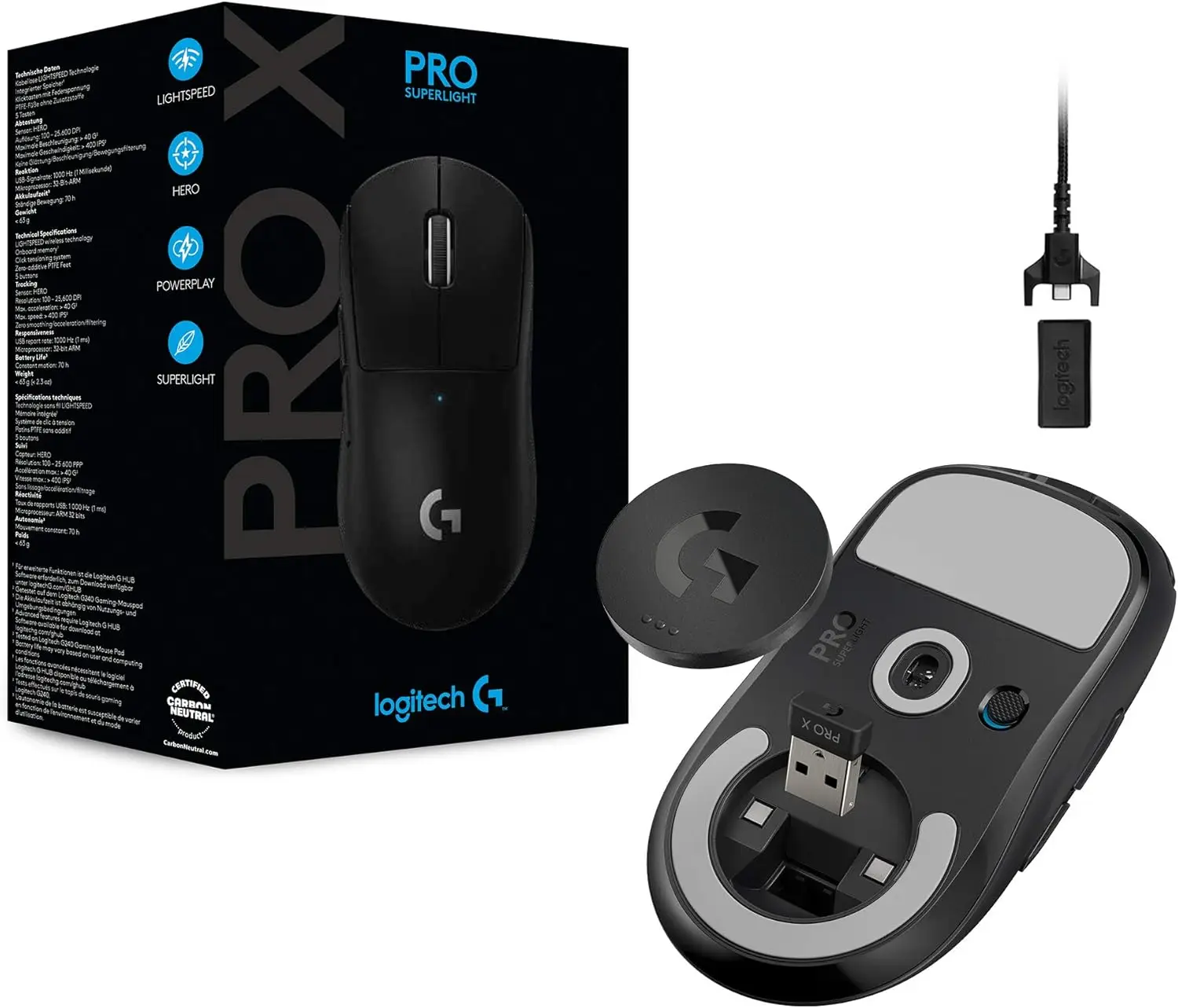 Logitech PRO X SUPERLIGHT muis - zwart - 910-005880 | Gamingmuizen | Joybuy