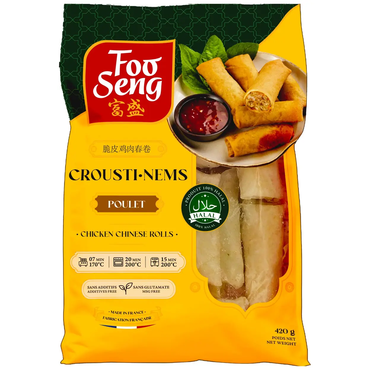 Foo Seng Crousti-nems au poulet - 420 g | Apéritifs surgelés | Joybuy