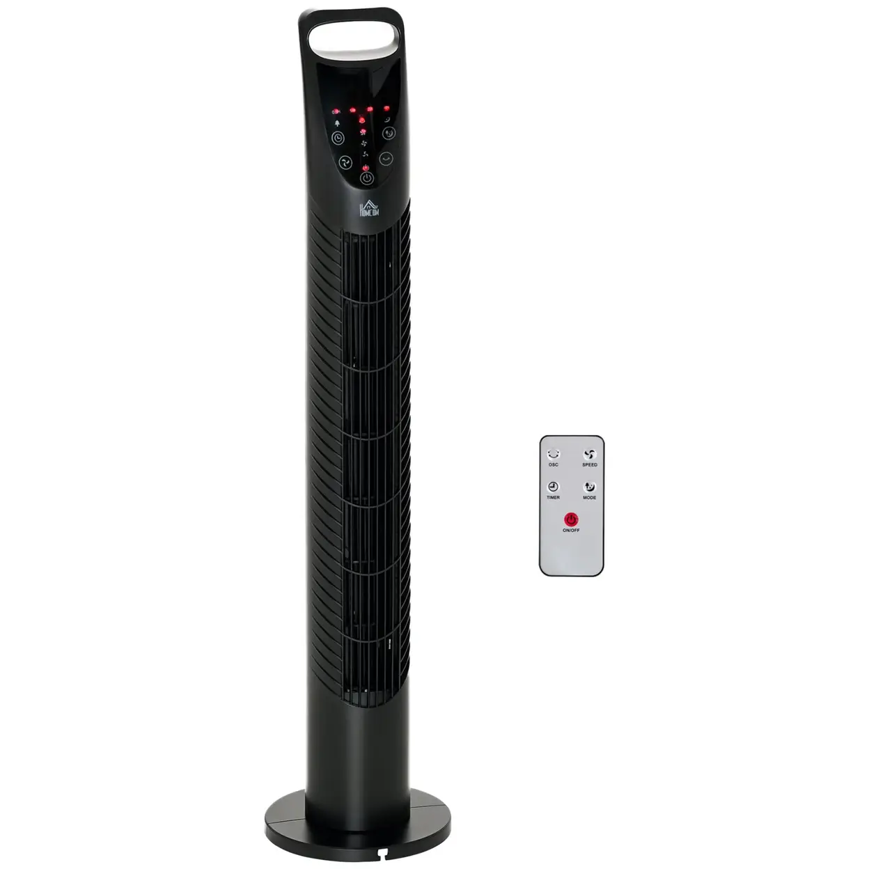 HOMCOM 78.5cm Oscillation Tower Fan with Remote Control 3-Speed Wind ...
