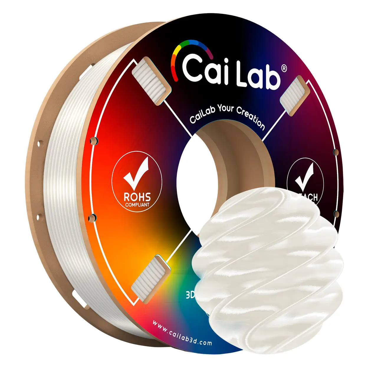 Cailab Pla Silk 3d Printer Filament, Single Color - Pearl White | 3D ...