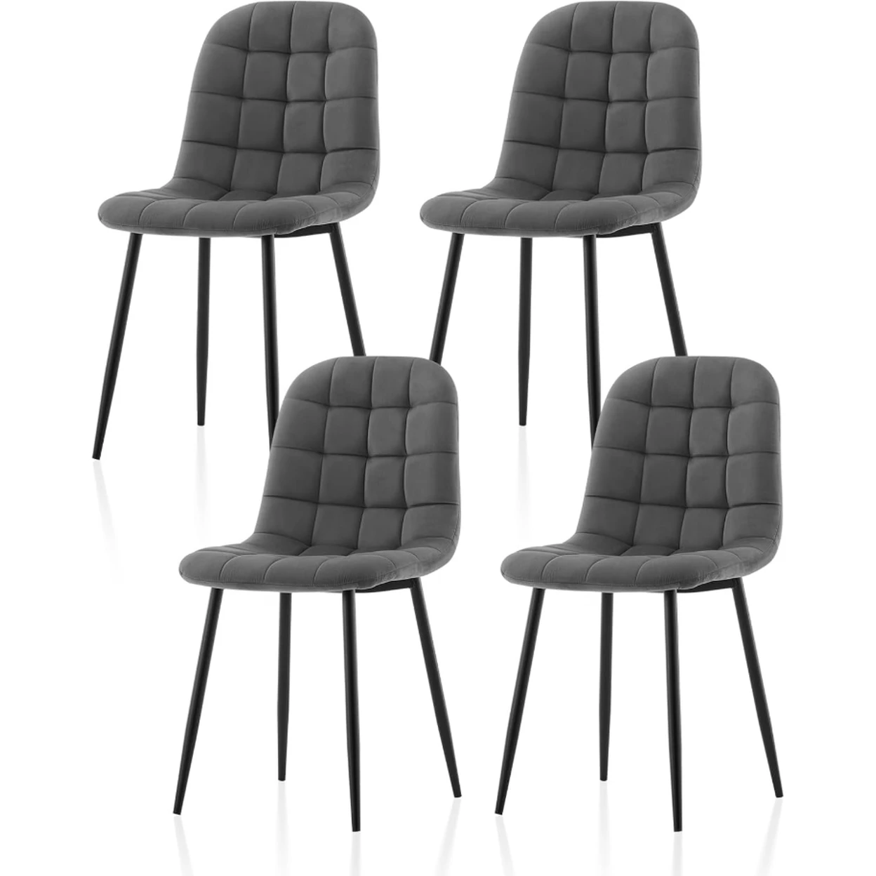 Clipop Dining Chairs Set Of 4 Velvet Upholstered Seat Chair With High ...