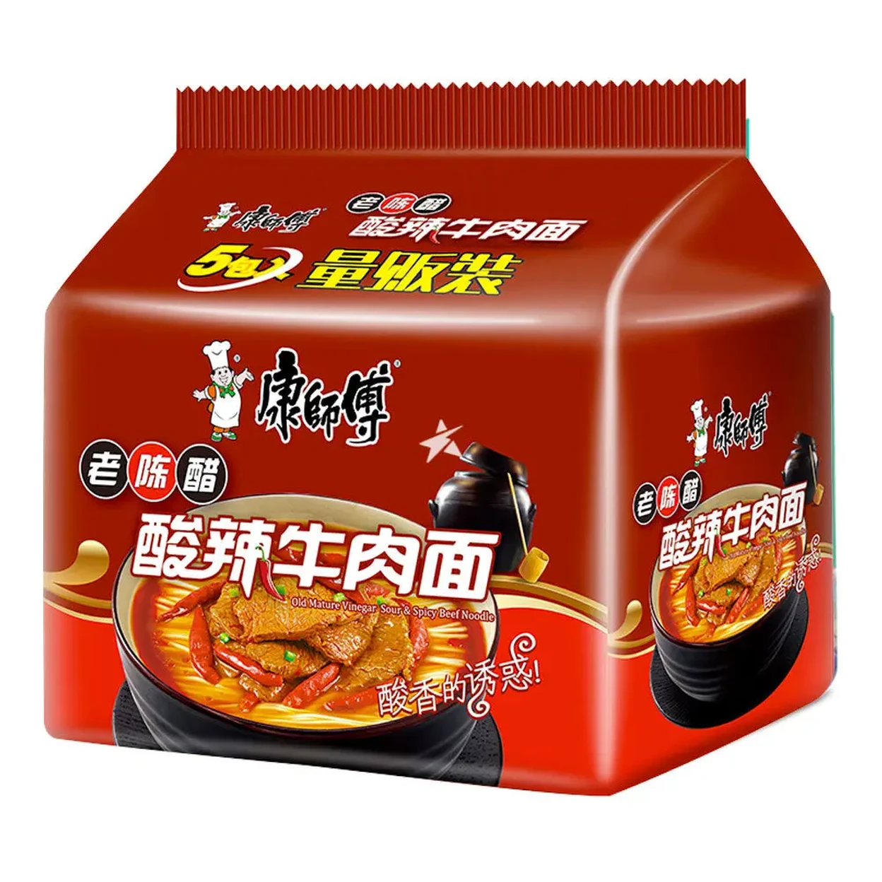 Master Kong Hot & Sour Beef Flavor Instant Noodles With Aged Vinegar, 5 ...
