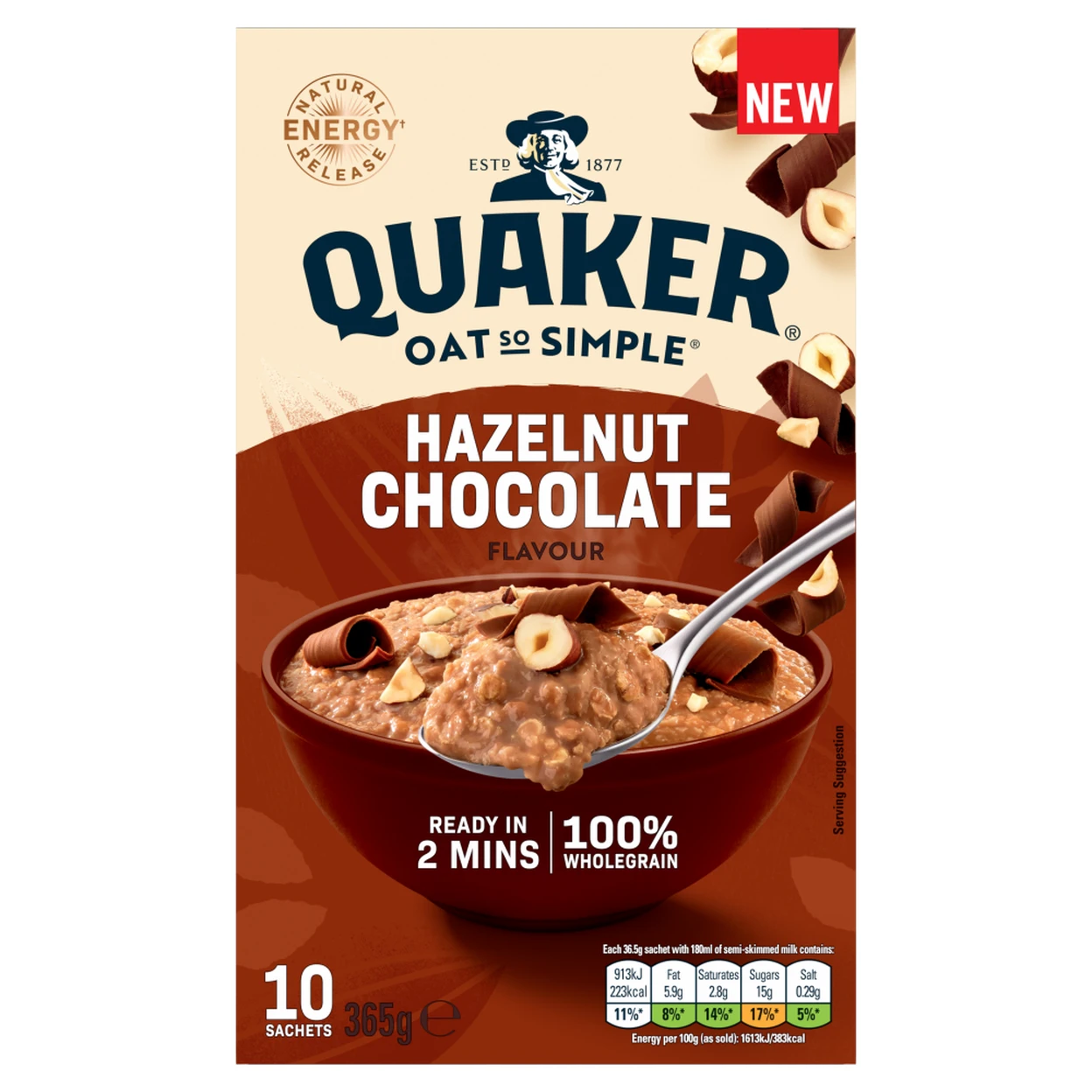 Quaker Oat So Simple Chocolate Hazelnut Sachets 10 Pack 365g | Cereals ...