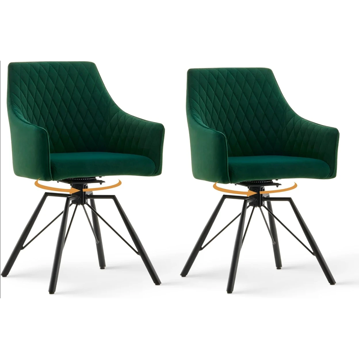 Clipop Swivel Dining Chairs Set Of 2 Velvet With 360 Rotating Metal ...