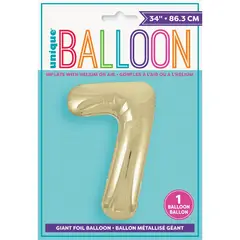 Unique Giant Number 7 Balloon, Gold, 86cm | Decorations | Joybuy
