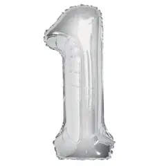 Unique Giant Number 1 Balloon, Silver, 86cm | Decorations | Joybuy
